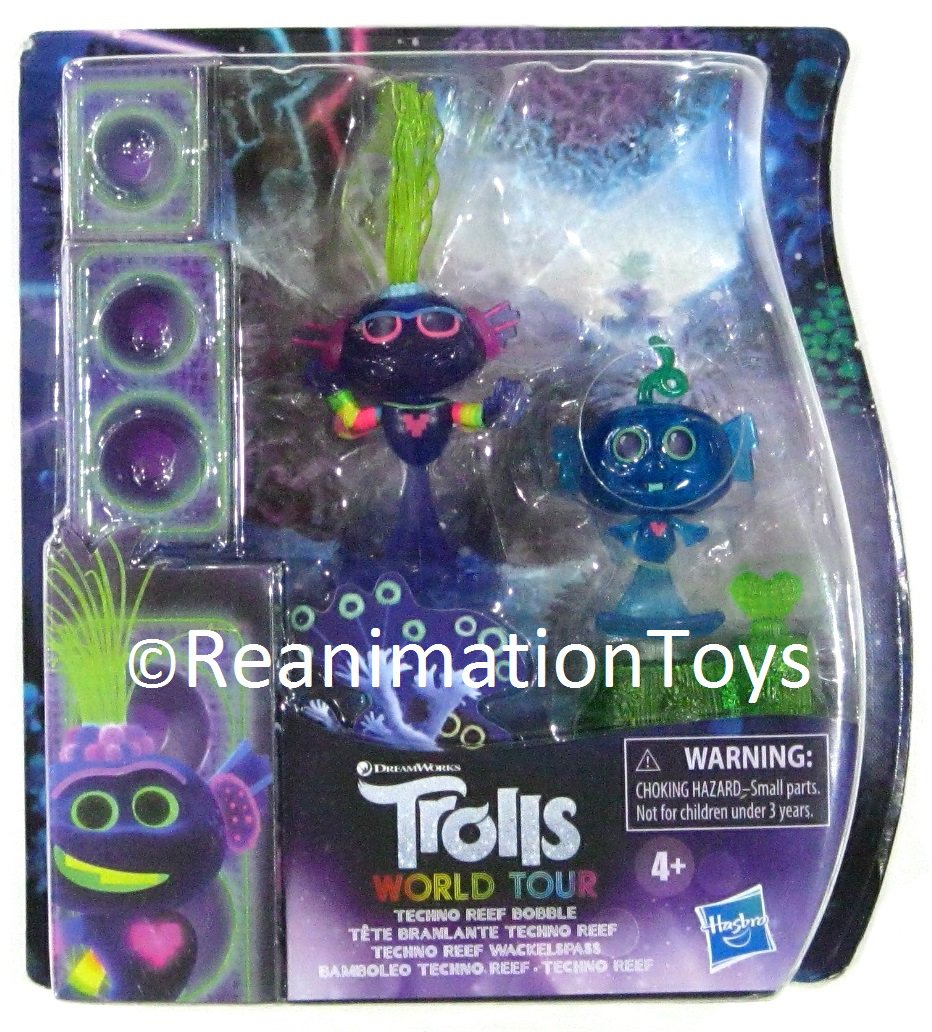 Dreamworks Trolls World Tour Techno Reef Bobble Figure Set NEW Hasbro