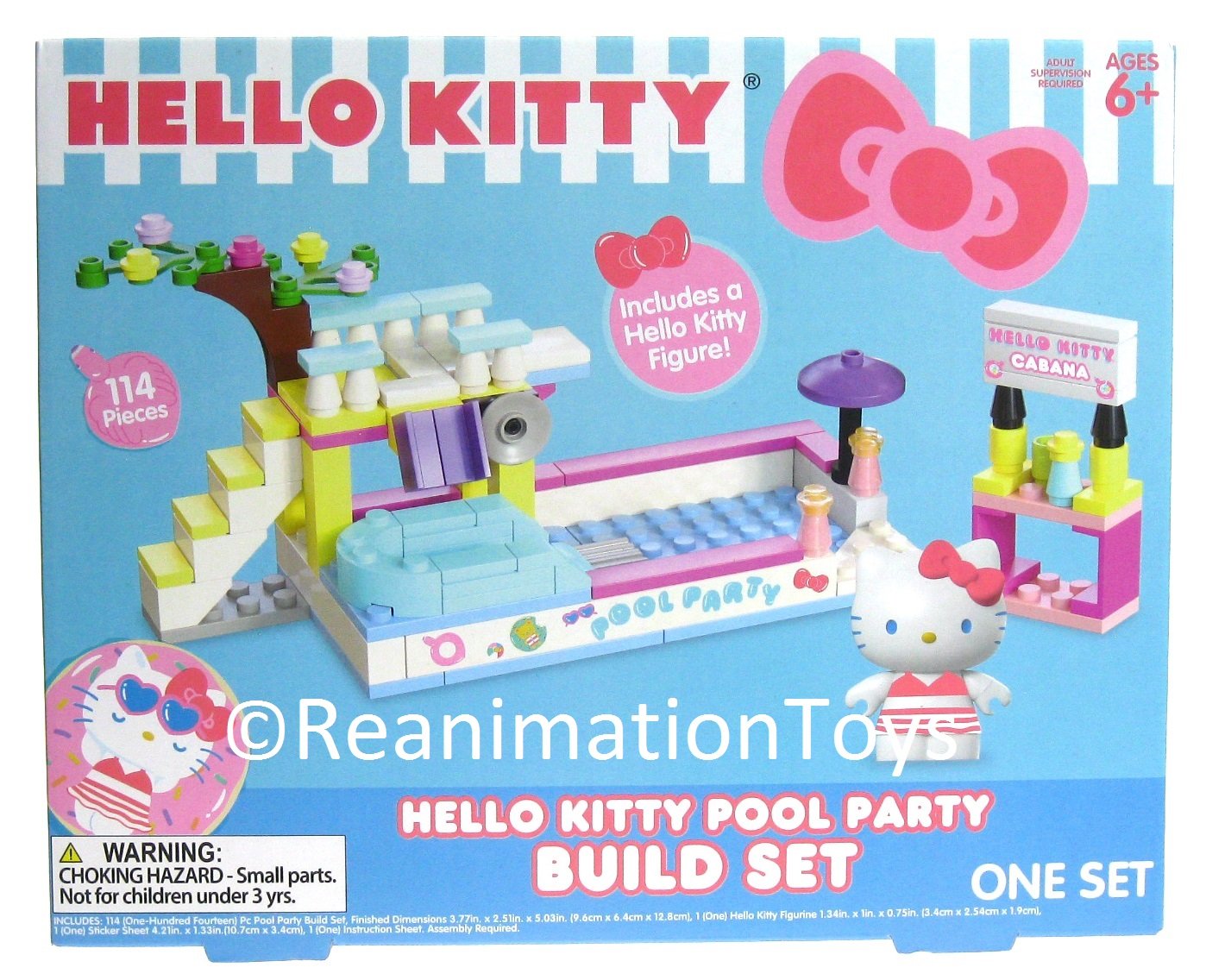 Sanrio Hello Kitty Pool Party w/Figure Building Blocks Brick Build Set ...