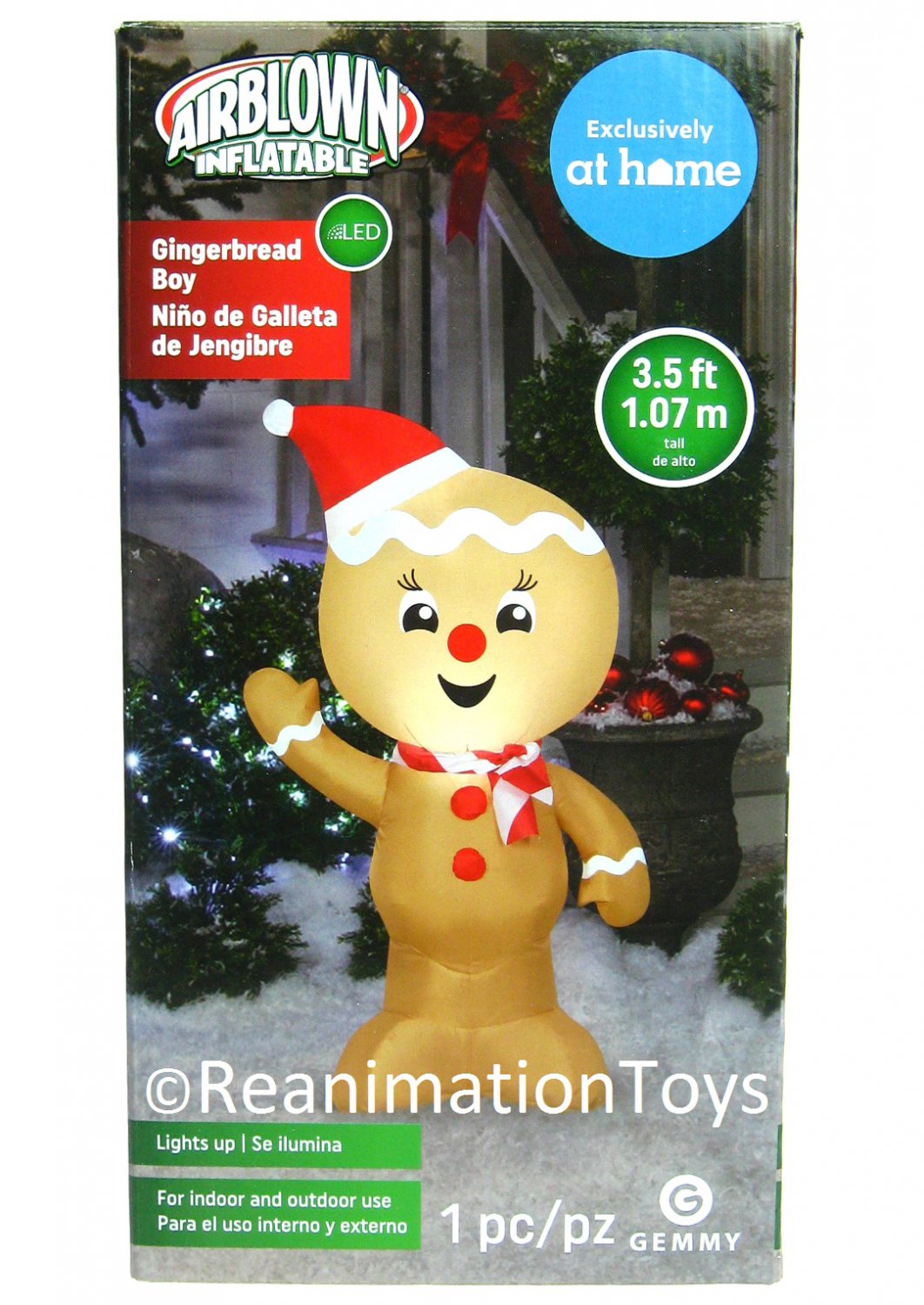 Gemmy Airblown Lighted Gingerbread Man Christmas Holiday Indoor/Outdoor ...