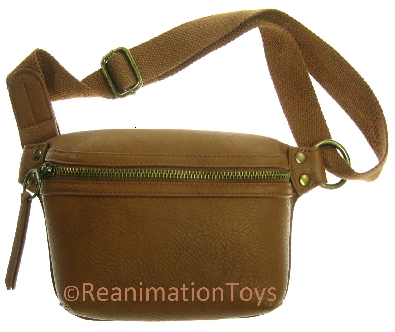 Brown Cognac Leather Universal Thread Brown Fanny Waist Pack Moon Belt Belly Bag