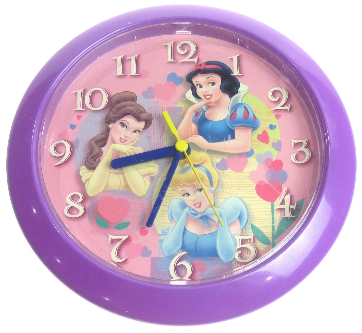 Disney Princess Snow White Belle Cinderella Purple Circle Round Clock EX