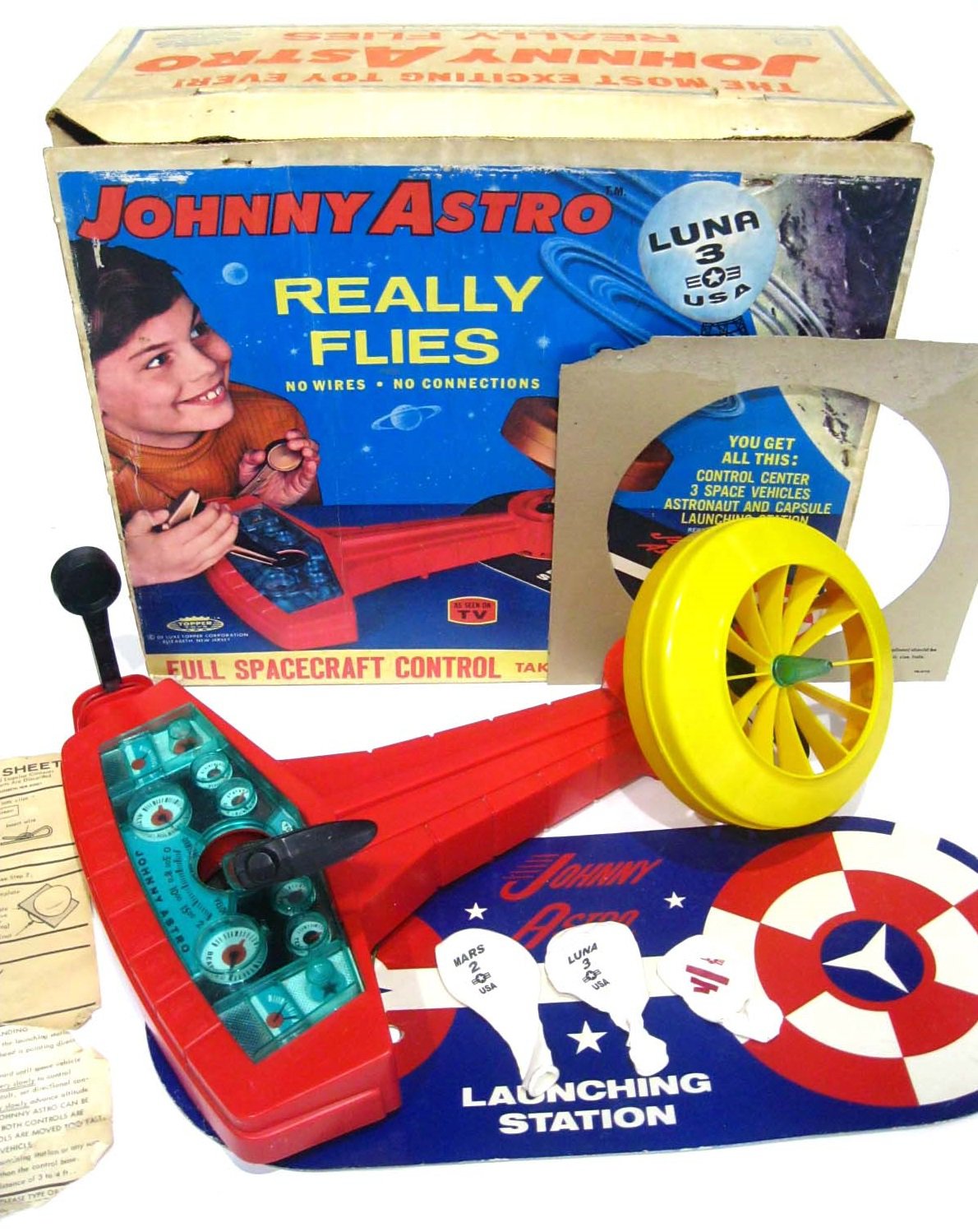 Vintage 1967 Topper Johnny Astro Full Spaceflight Control Yellow w/Box ...
