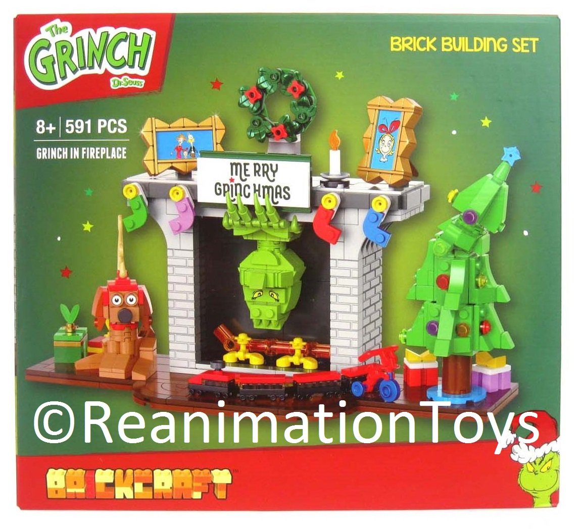 Brickcraft Dr. Seuss The Grinch Christmas Tree Fireplace Building Block ...