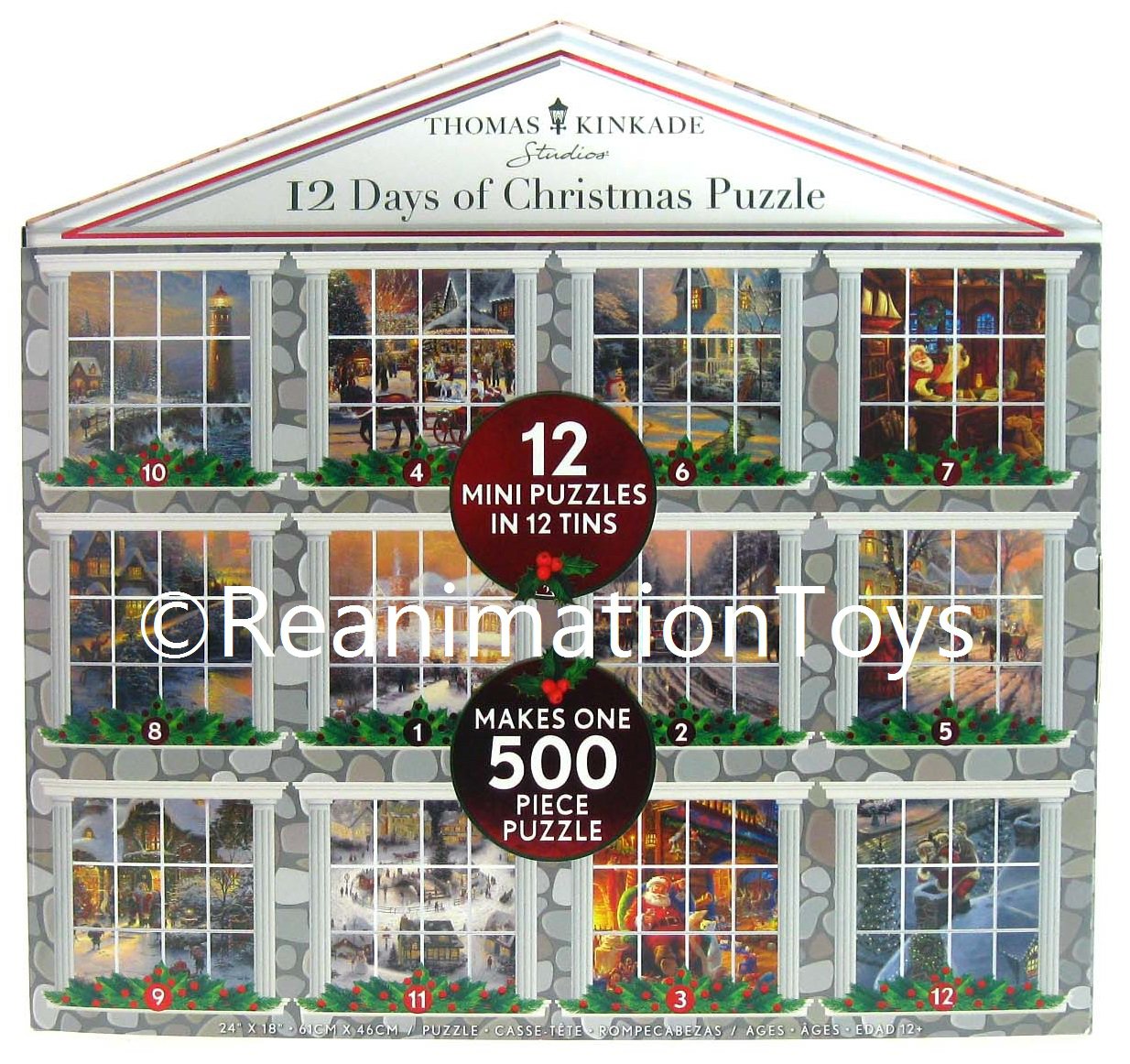 Thomas Kinkade 12 Days Of Christmas Advent Calendar Mini Puzzles Tins ...