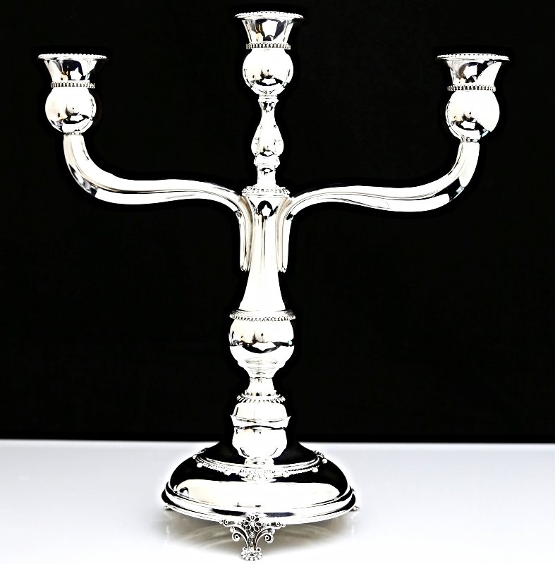 HAZORFIM SOLID 925 STERLING SILVER 3 BRANCH CANDELABRA ~ 14" TALL ...