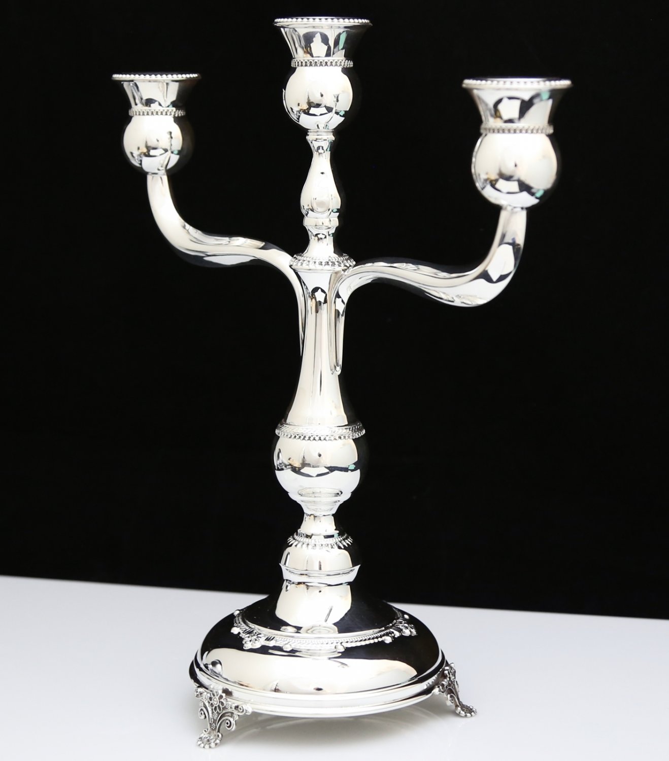 HAZORFIM SOLID 925 STERLING SILVER 3 BRANCH CANDELABRA ~ 14" TALL ...