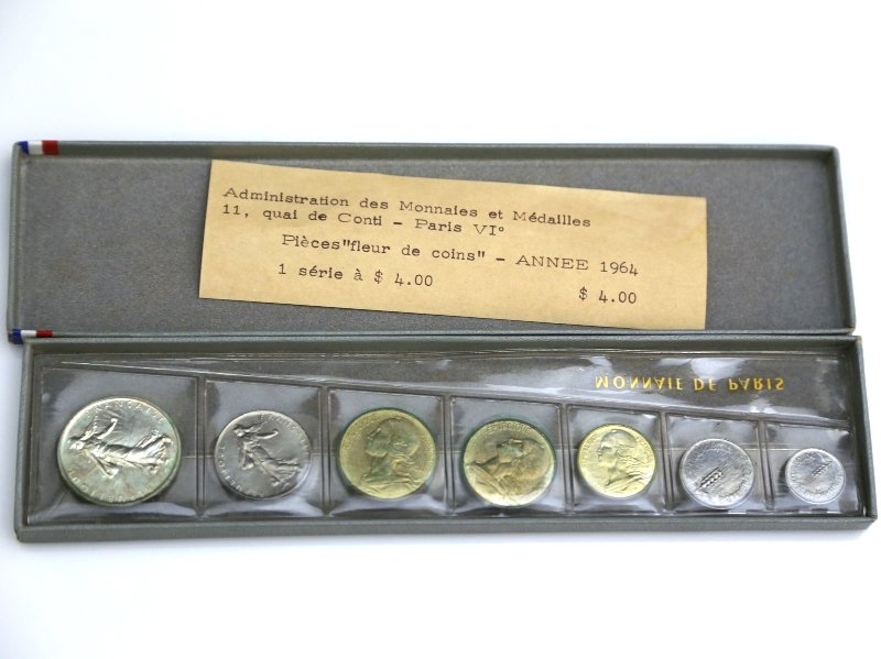 FLEUR DE COINS ANNEE 1964 MONNAIE DE PARIS ORIGINAL MINT SET W' SILVER ...