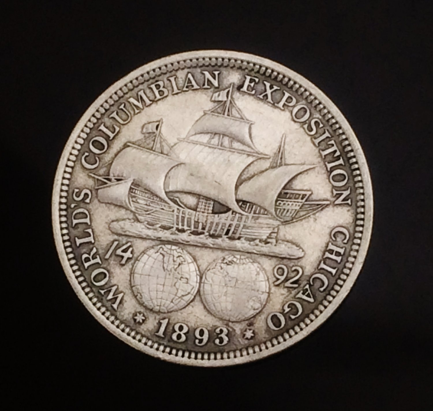 1492 1893 COLUMBIAN EXPOSITION SILVER 50C HALF DOLLAR AMAZING DETAIL ...