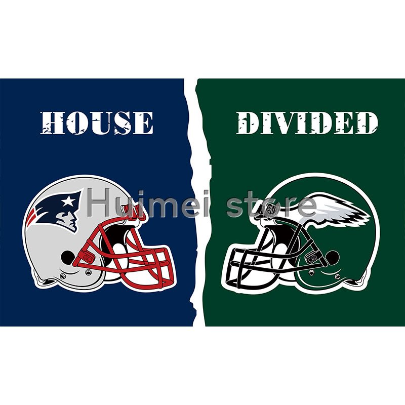 New England Patriots Helmet vs house divided Philadelphia Eagles Helmet ...
