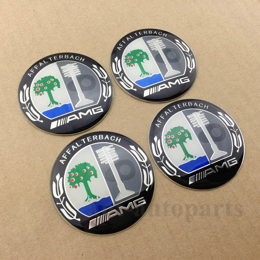 4pcs AMG Logo Wheel Center Hub Cap Badge Emblem Stickers For Mercedes ...