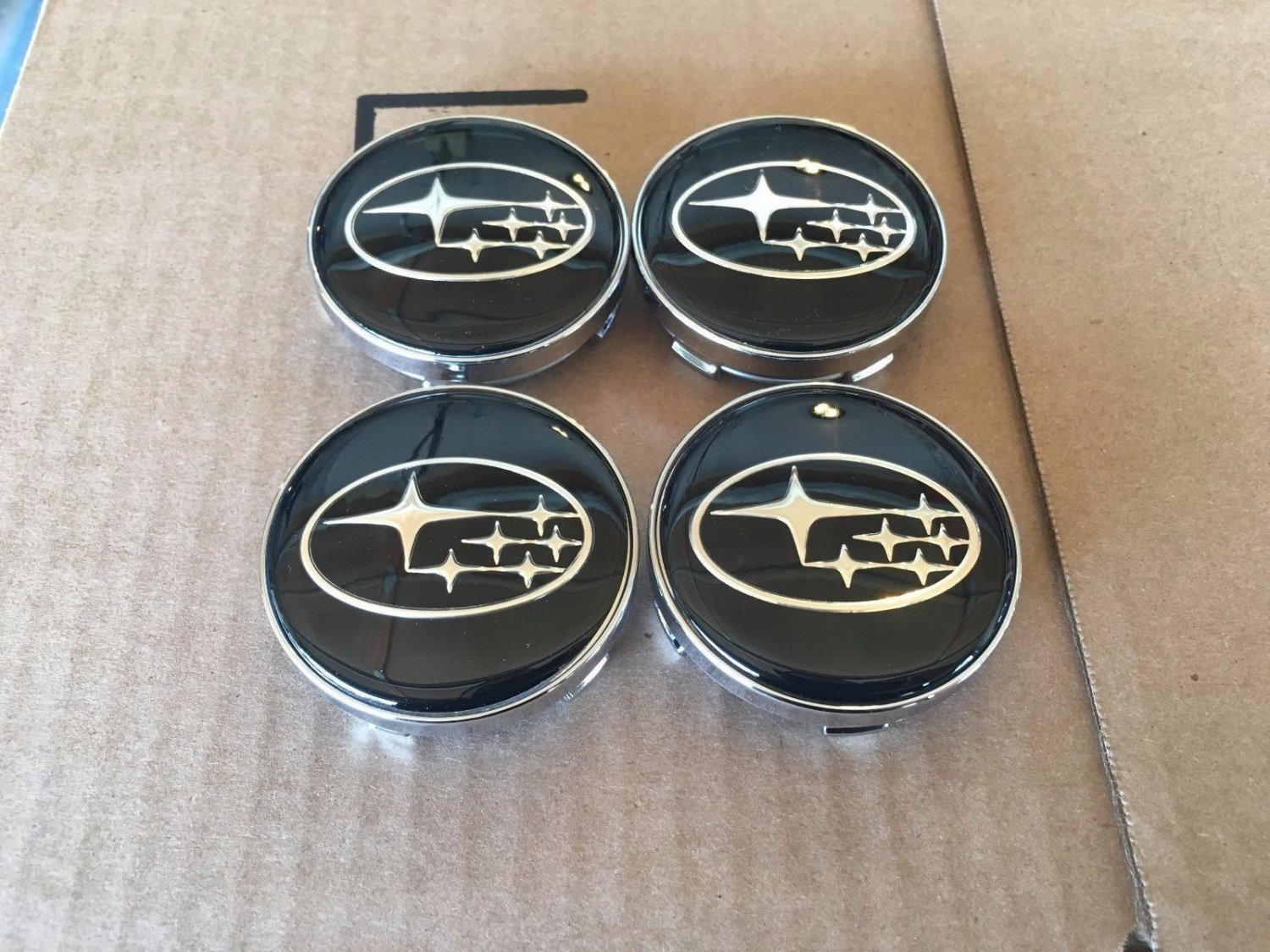 NEW SET OF 4 SUBARU BLACK CENTER WHEEL COVER CAPS RIM EMBLEM HUB LOGO 4PC