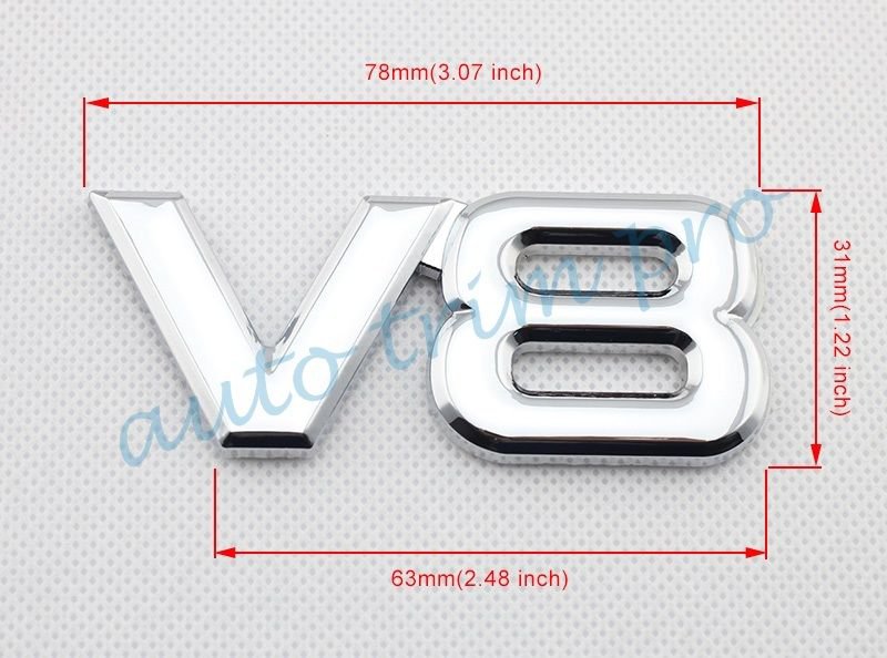 3D Metal Car Decal Sticker V8 Logo Symbol Badge Emblems Truck ...