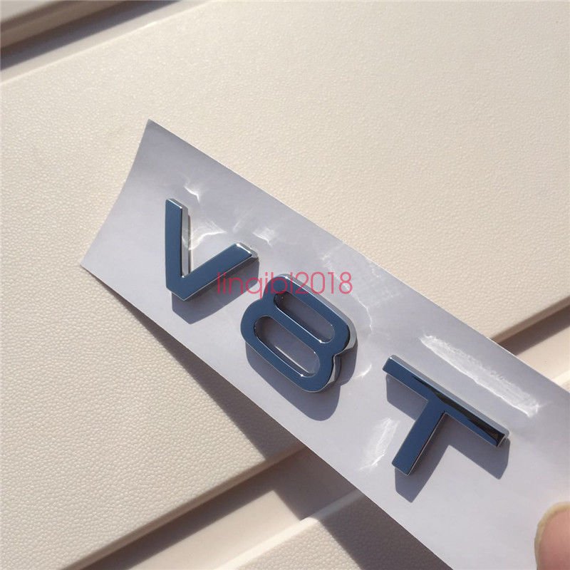 ""V8T"" Chrome Badge Emblem Decal Sticker Logo Audi V8 Wing Side Fender ...