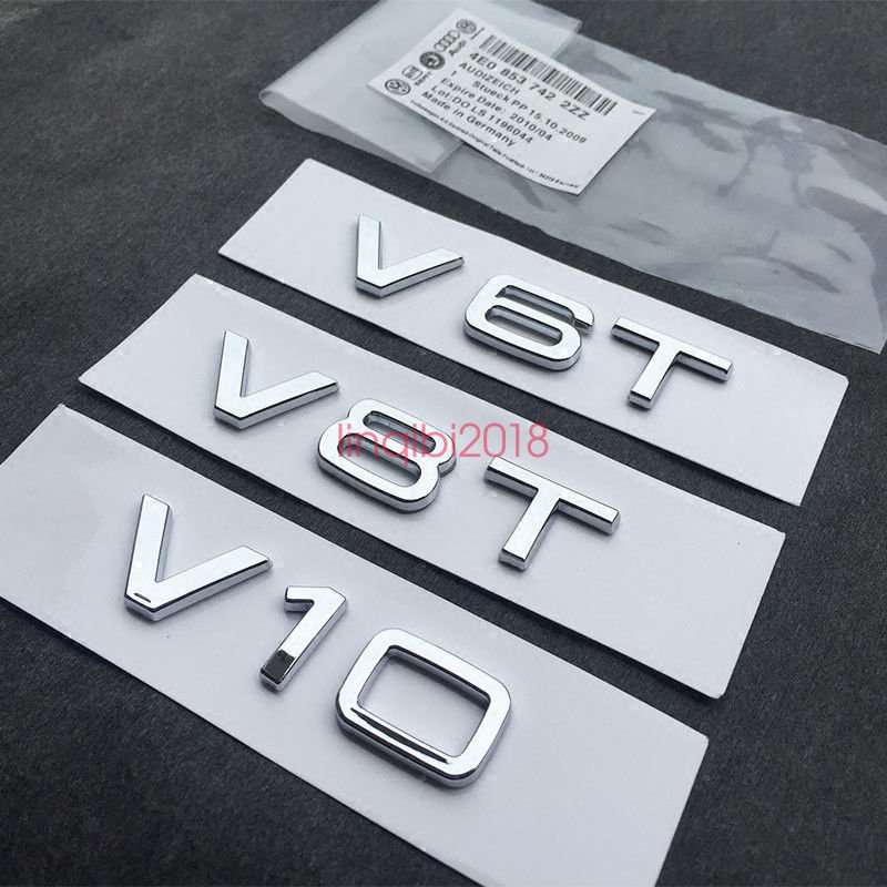 ""V8T"" Chrome Badge Emblem Decal Sticker Logo Audi V8 Wing Side Fender ...