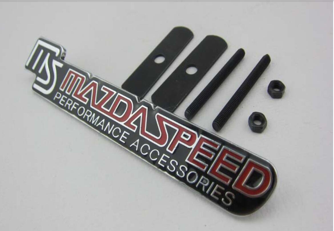 Metal Logo""MS MAZDASPEED"" Grill Gille Badge Front Emblem Hood Sticker ...