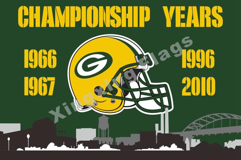 Green Bay Packers Championship Years Flag 3ft X 5ft Polyester NFL1 Team ...