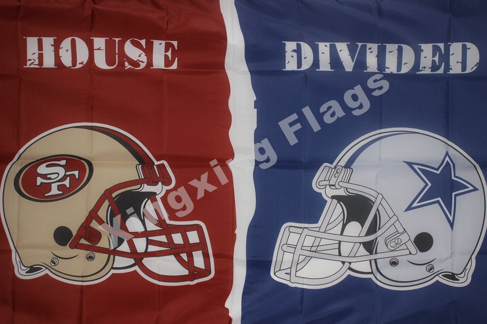 San Francisco 49ers Dallas Cowboys Helmets House Divided Flag 3ft X 5ft ...