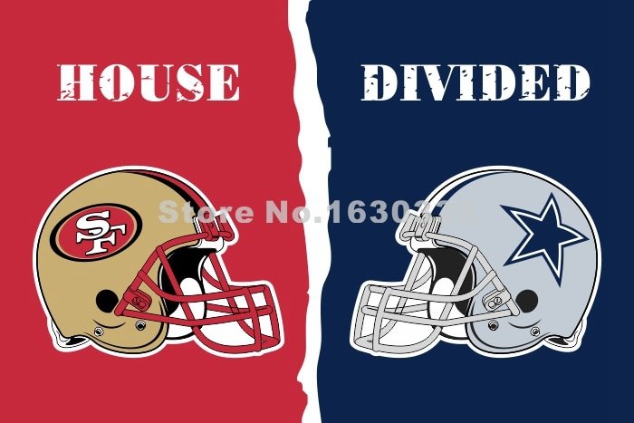 San Francisco 49ers Dallas Cowboys Helmets House Divided Flag 3ft X 5ft ...
