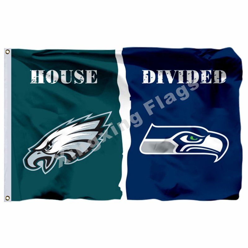 Philadelphia Eagles Seattle Seahawks House Divided Flag 3ft x 5ft ...