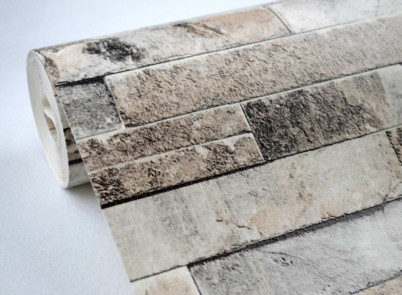 3D Faux BEIGE Brick Wallpaper