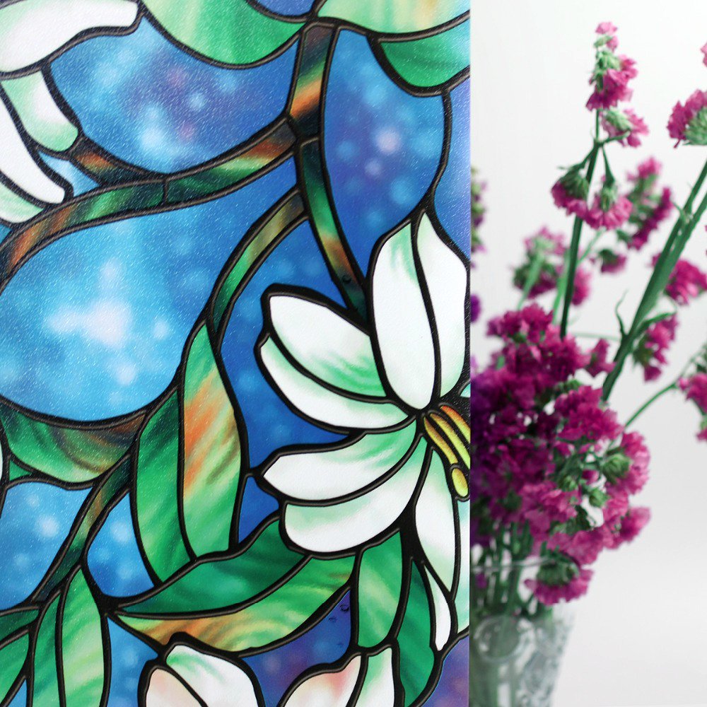 Fancy Floral Stained Glass Window Film