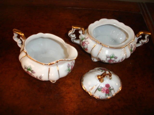 BN-48 Vintage Japan - Trimont Ware Floral Bone China Sugar and Creamer