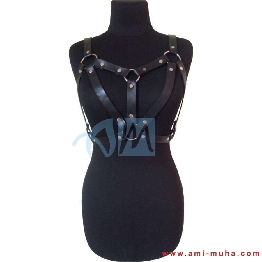 Ladies Genuine Leather Body Chest harness