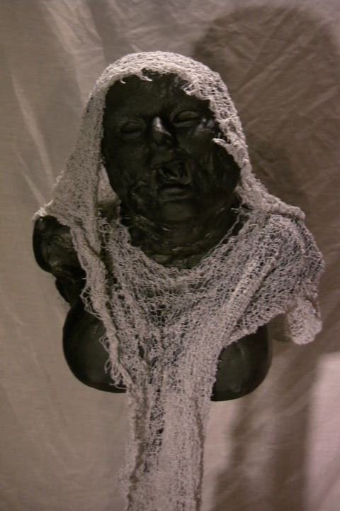 BURNT Female Vampire Corpse rigid foam prop w/ shroud vampiress Dracula ...