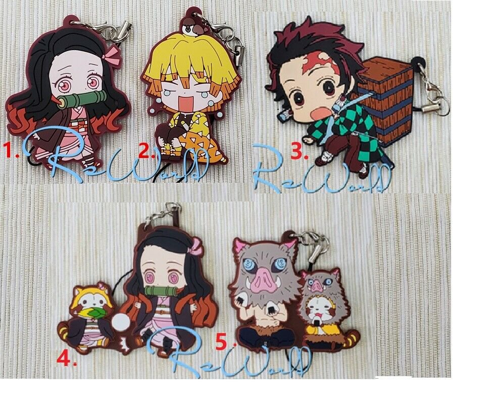 Demon Slayer Kimetsu no Yaiba Rubber Strap KeyChain Key Ring Zenitsu ...