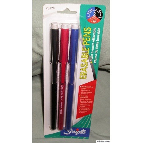 NEW Scripto Brand Erasable Pens - Red Blue Black SET NIP