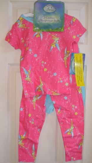 Disney Fairies TinkerBell 4 Piece Pajama Set Size 8 NEW