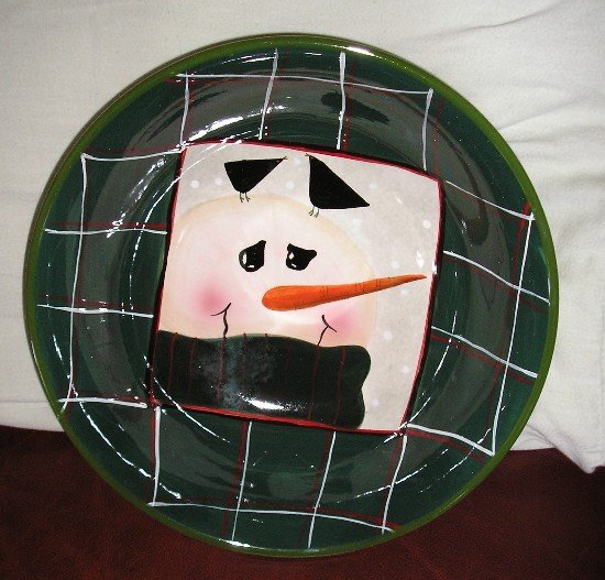 Oneida Sakura Snowmen Snow Men Portraits 11 inch Serving Bowl NEW