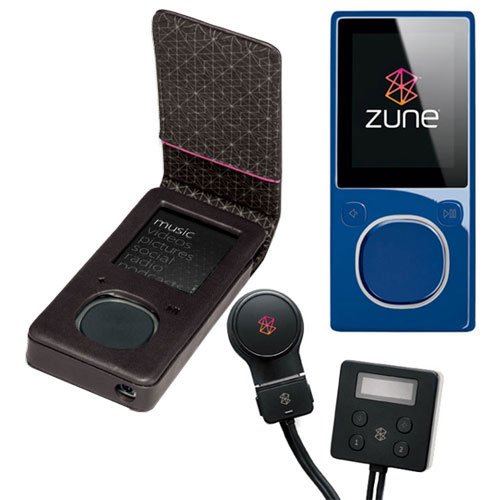 8gb BLUE ZUNE Microsoft Zune 8 gb + Car Pack + Leather Case SEALED