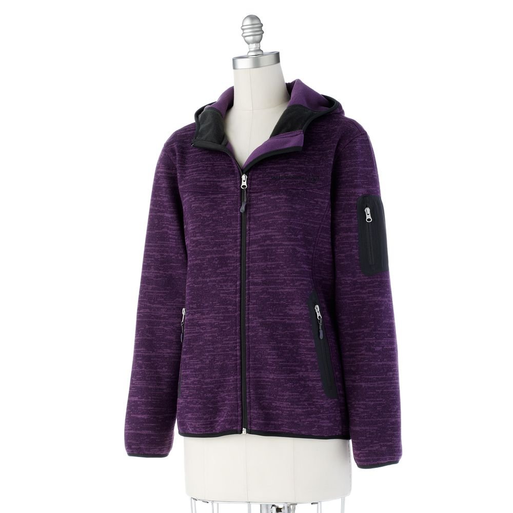 NEW Womens Free Country Purple Marled Fleece Hooded Jacket Coat Small $80