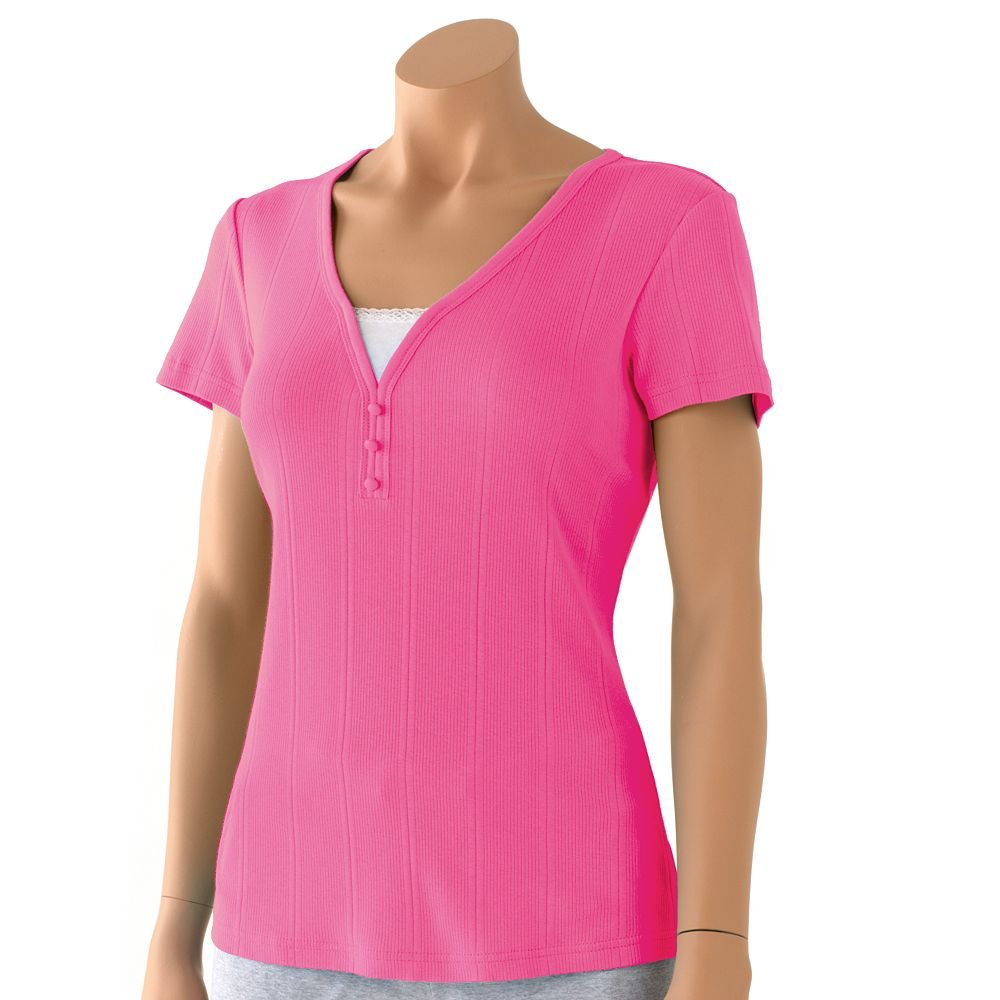 Womens Mock Layer Tee Or Top By NYL Sz Small Pink NEW