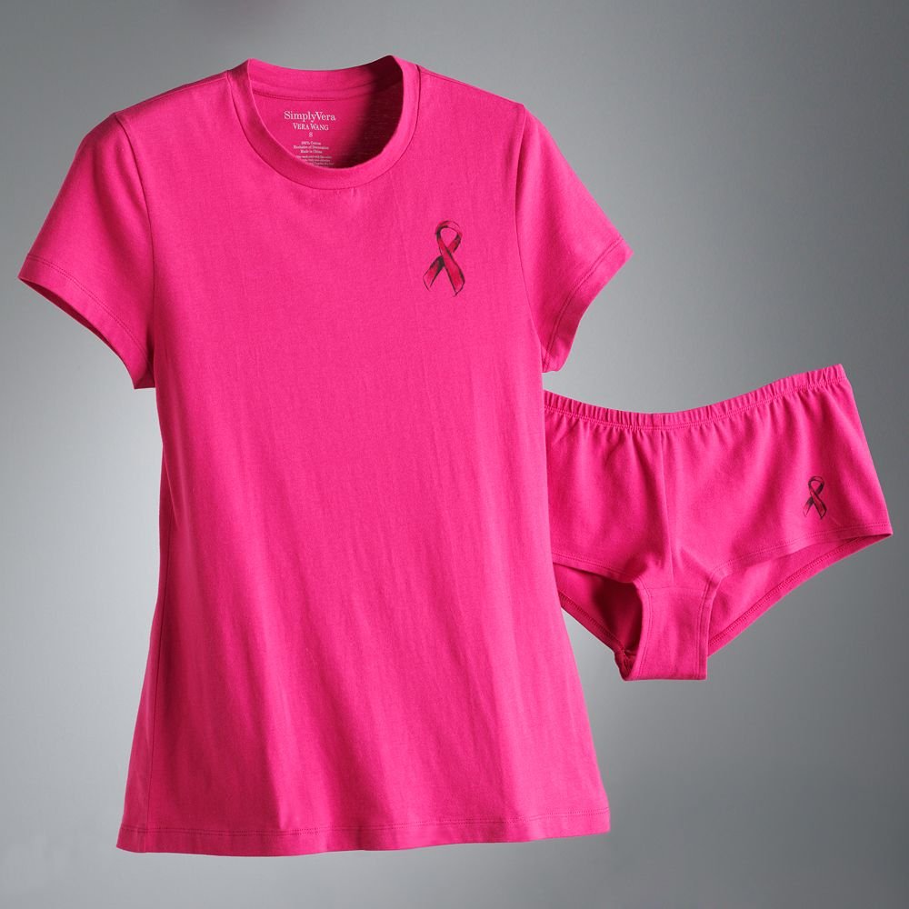 Vera Wang Breast Cancer Awareness Pajama Set Dark Pink Medium M NEW