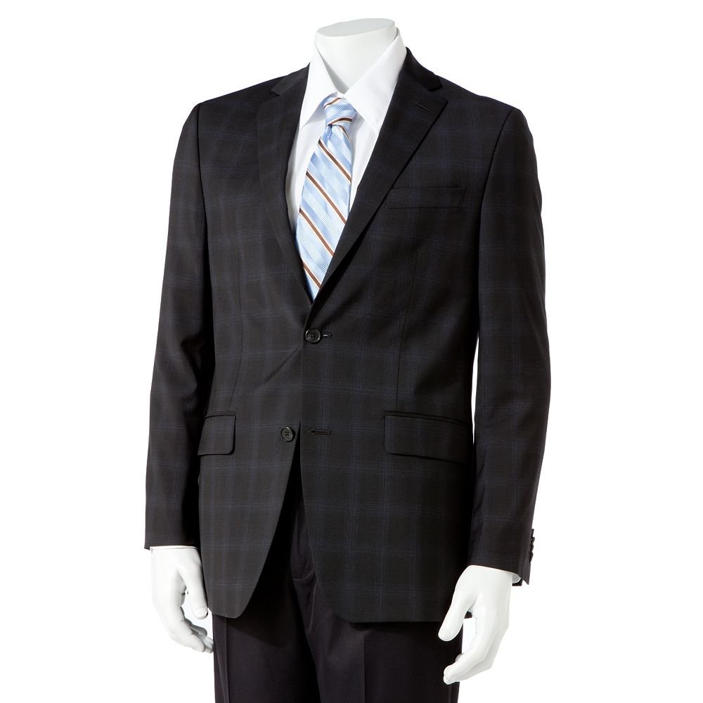 Mens Marc Anthony Slim-Fit Windowpane Wool Blazer Sports Coat Suit ...