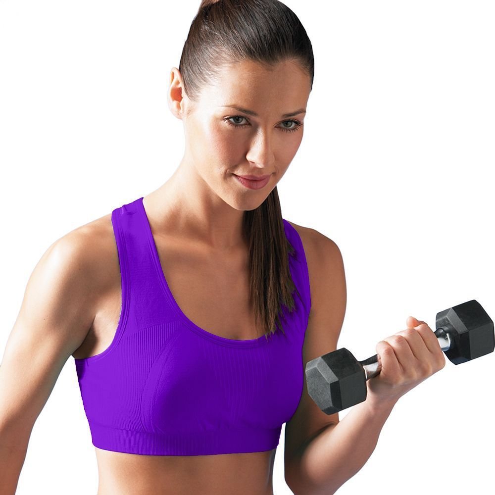 NEW Tek Gear AC1904 Impatient Purple Seamless Low Impact Sports Bra ...