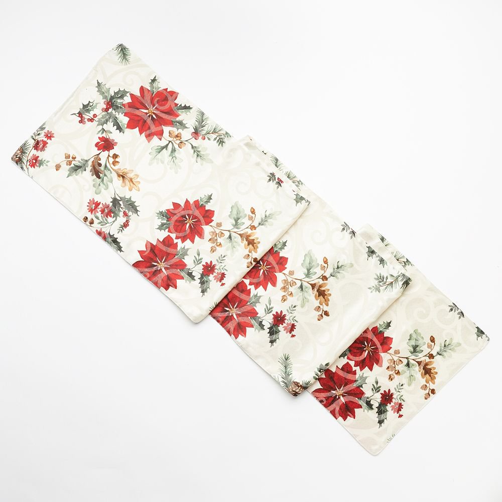 NEW Food Network Juniper Poinsettia Table Runner 8.5 x 14 Inches ...