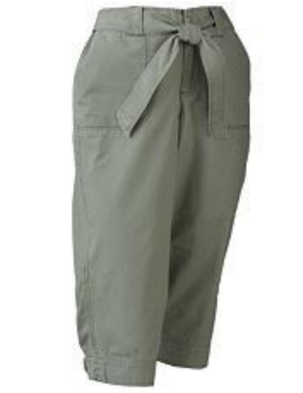 NWT Size 8 Gloria Vanderbilt Luella Lush Green Cargo Tie-Front Capris ...