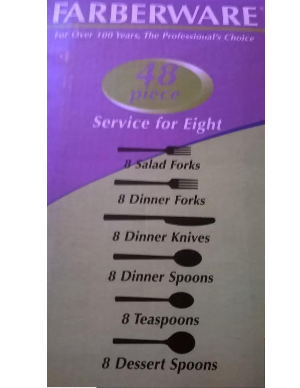 Farberware 48 Piece FlatWare Set Triad Mirror Pattern Simple Silver ...