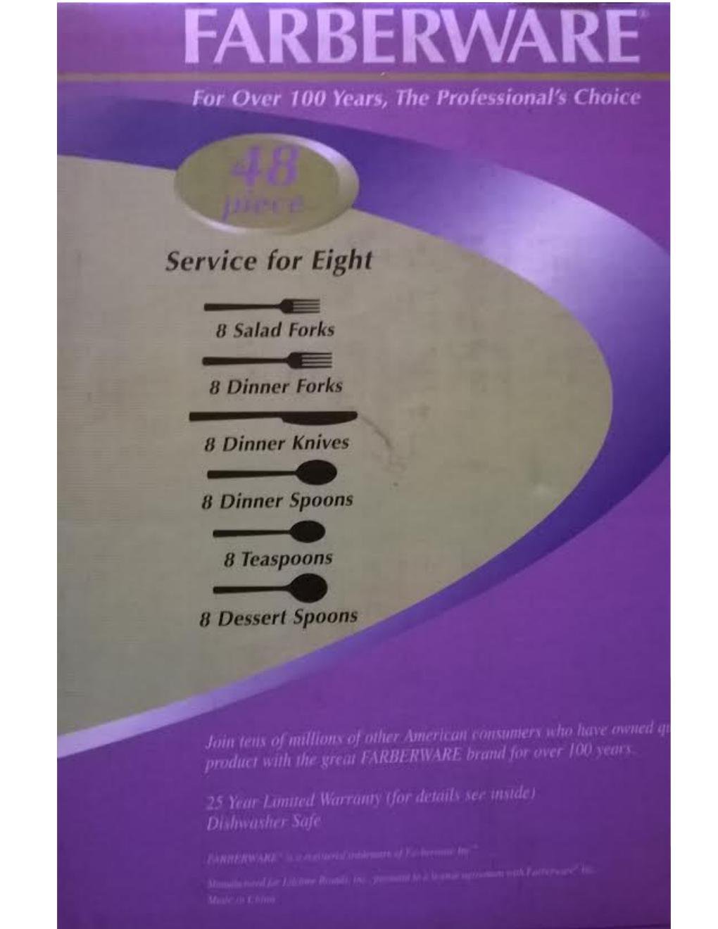 Farberware 48 Piece FlatWare Set Triad Mirror Pattern Simple Silver ...