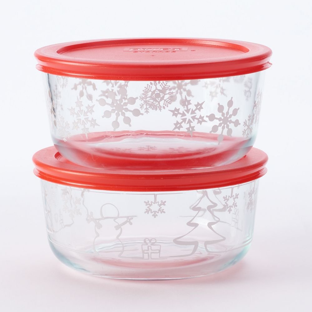 New in Box Pyrex 4 Piece Christmas Holiday Snowflake Storage Set 4-Cup ...