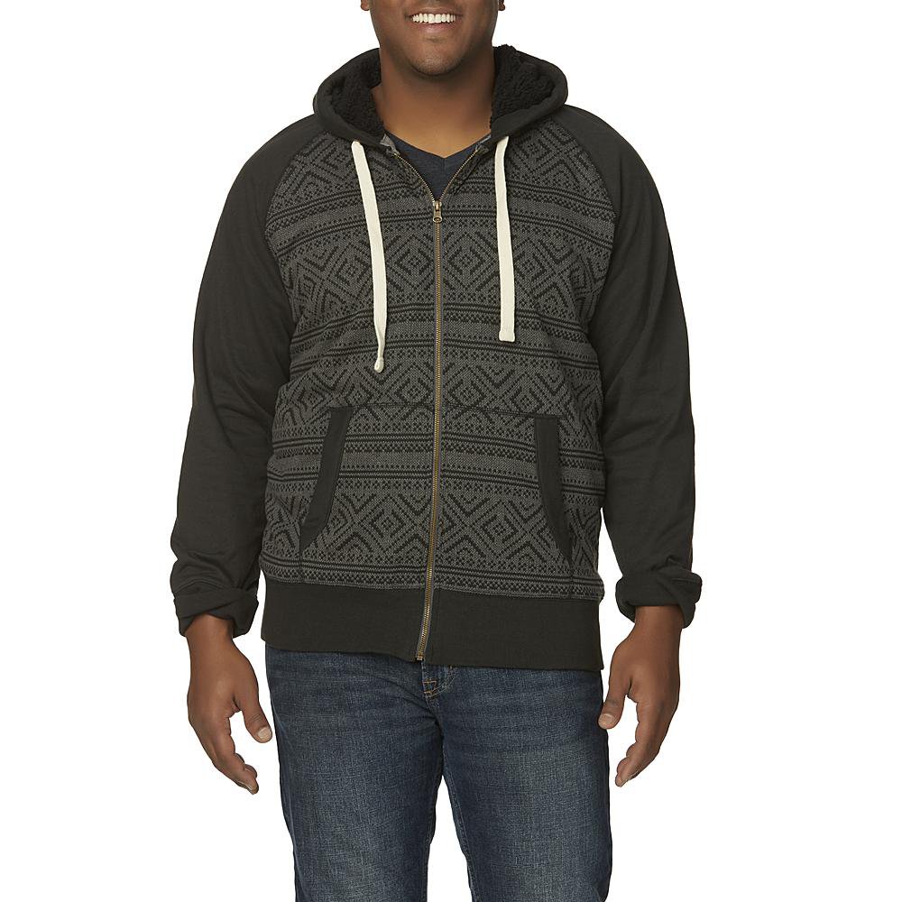 NEW Mens Large Zip Front Roebuck & Co. Young Men's Hoodie Jacket Fair Isle