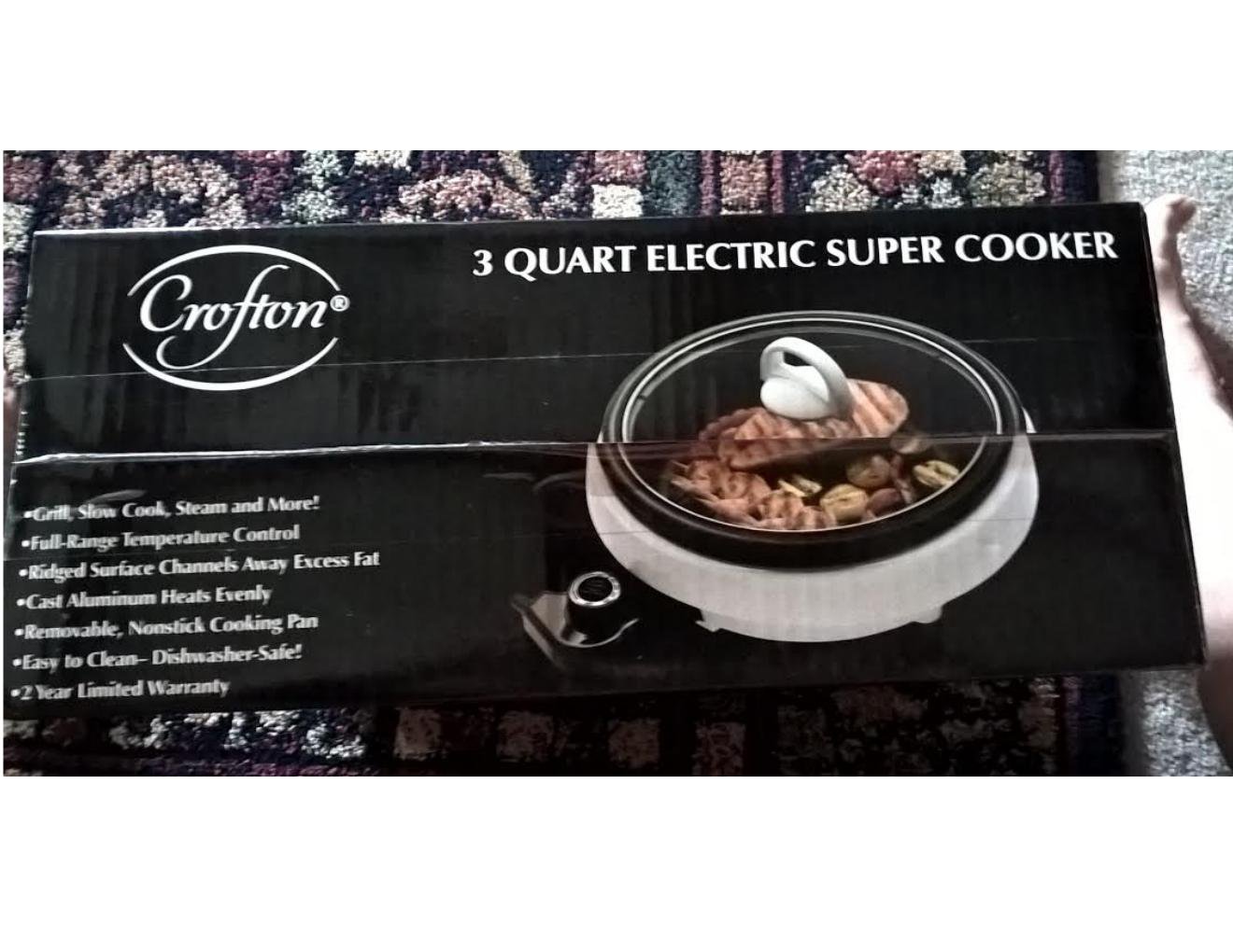 Crofton ASP-137 3-Quart/10-inch 3-in-1 Super Pot with Grill Plate NEW