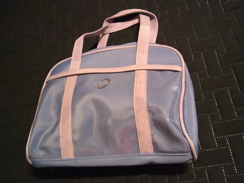 NOS JAFRA Travel Large Cosmetic Handled Bag Light Blue Gray Versatile ...
