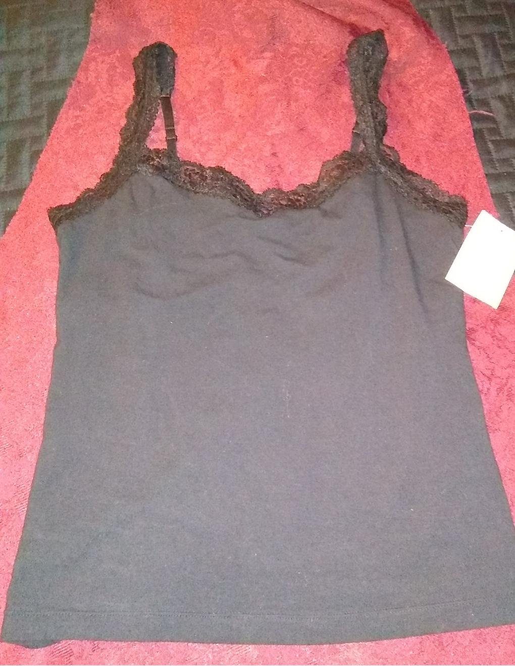 Intimate eve Lace Cotton Spandex Camisole Womens Size M Solid Black NEW