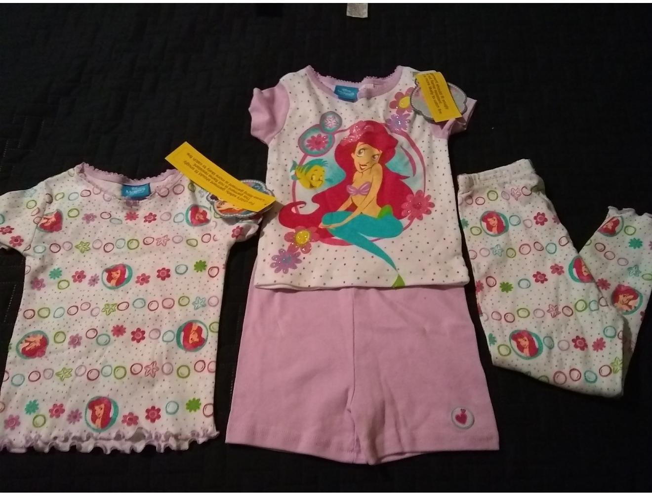 Disney Ariel Mermaid 4 Piece Pajama Set Sleepwear Size 4T Pants Shorts ...