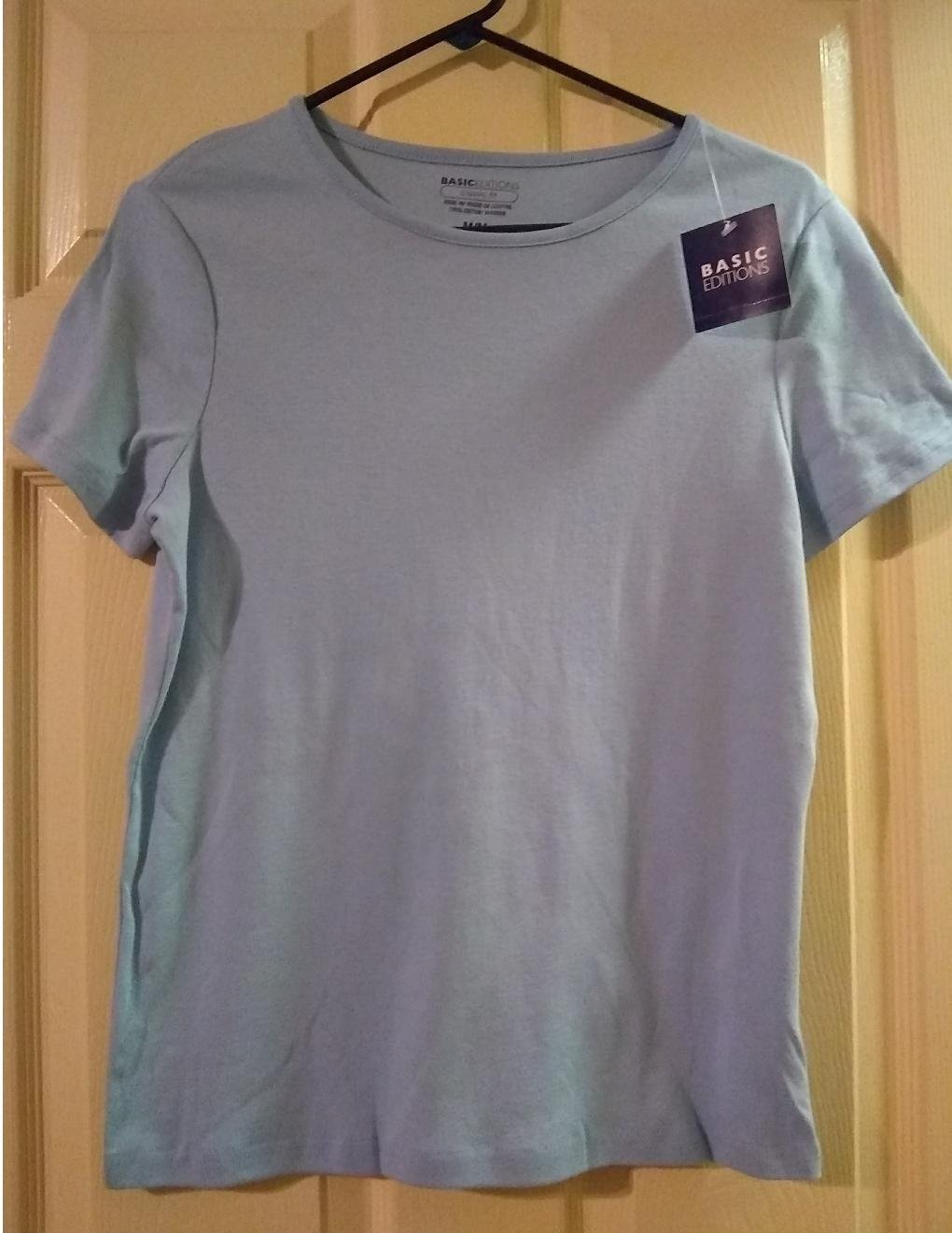 Basic Editions Short Sleeve Classic Fit Cotton Tagless Crew Shirt Top ...