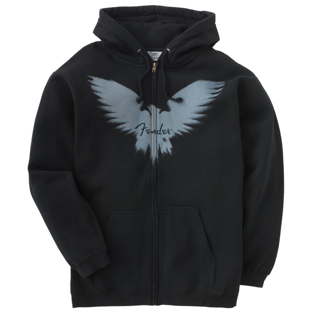 NEW Black Mens Phoenix Rising FENDER Guitar Hoodie Hooded Jacket Size ...